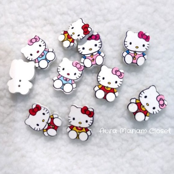 10 pcs - Hello Kitty Cartoon 2 Holes Wooden Button | Shopee Malaysia