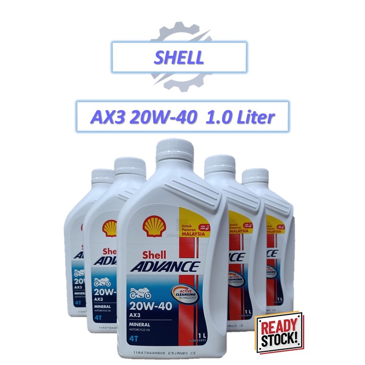 Original Shell Advance AX3 20W-40 1L /1.0 Liter 4T Engine Oil / Minyak ...