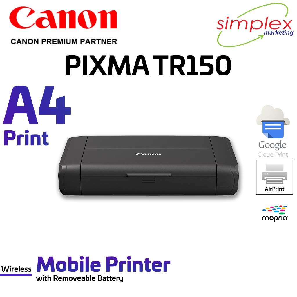Canon PIXMA TR150 Wireless Portable Inkjet Printer, with Removable ...