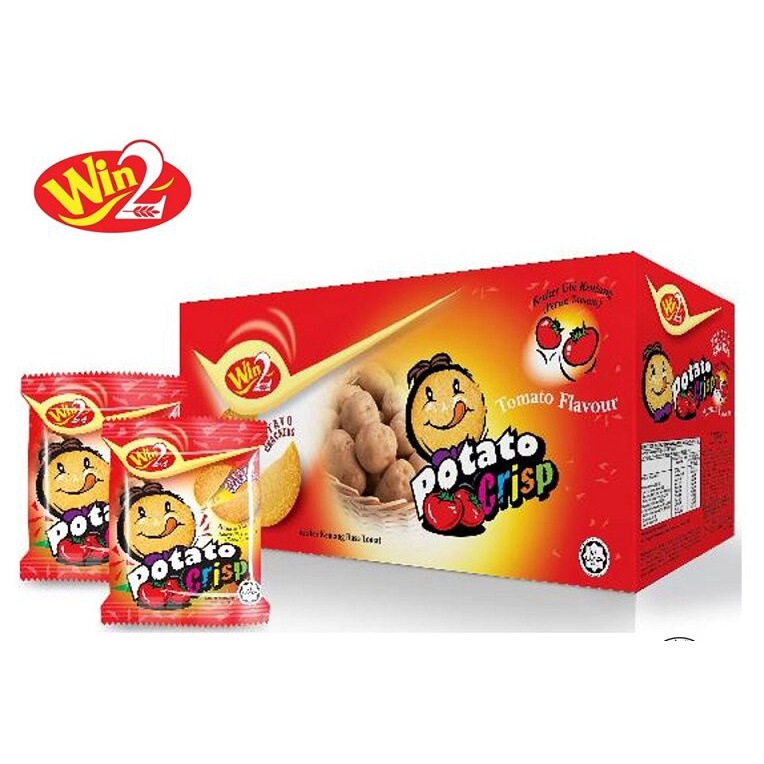 30 Packs Win2 Tomato Flavour Potato Crisp Win Win 20g Each HALAL (LOCAL ...