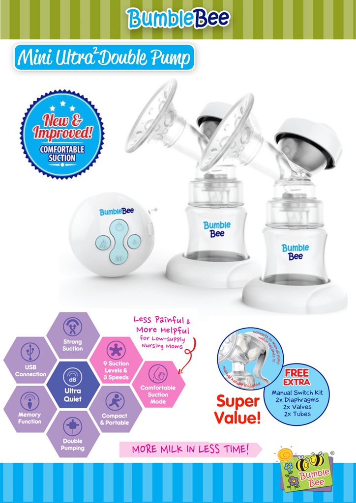 Bumble Bee Mini Ultra 2 Double Breast Pump [Free Manual Switch Kit] | Shopee Malaysia