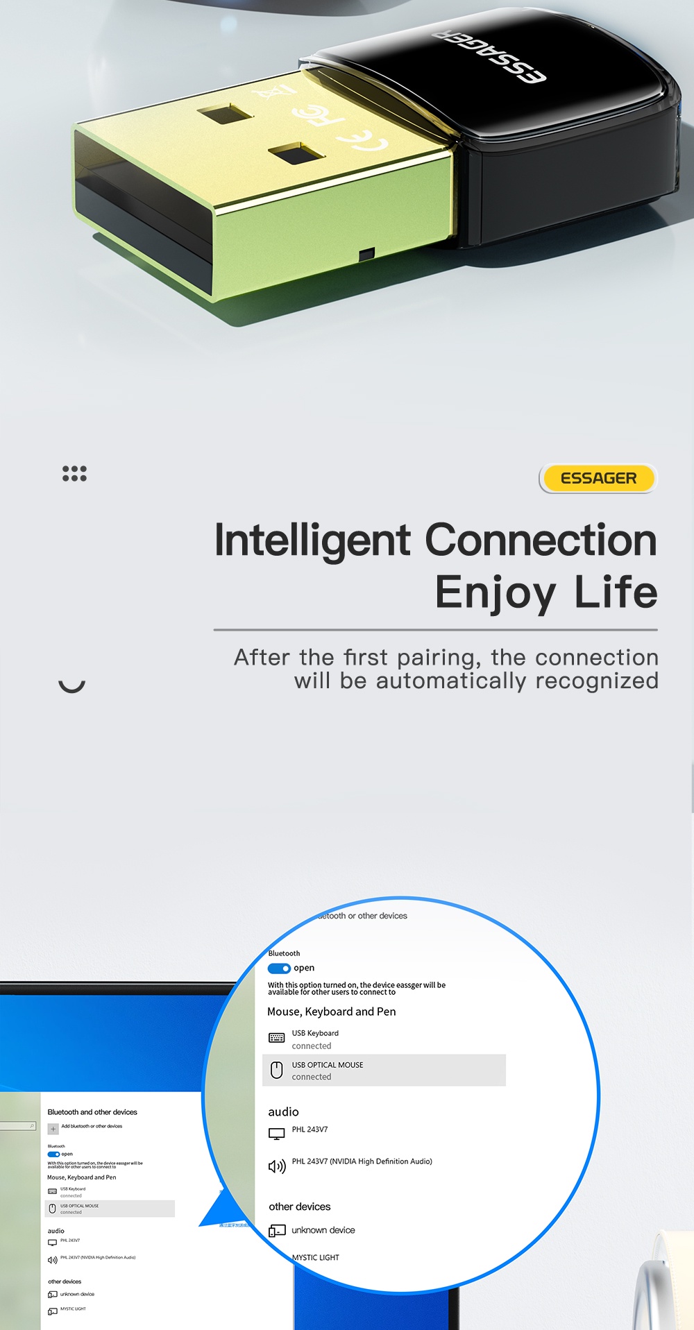 Essager Bluetooth 5.0 Signal Transmission Device Bluetooth Adapter for ...
