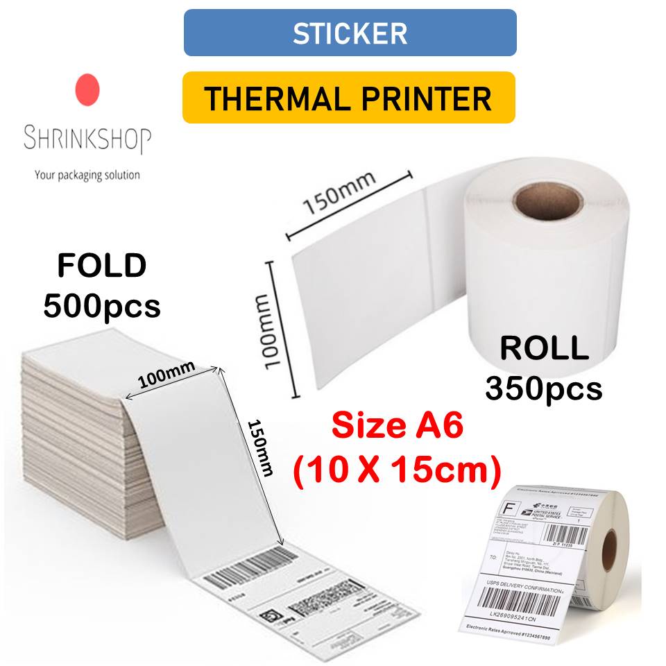 A6 Thermal Sticker Roll or Fold Thermal Label Sticker FOLD 100mm*150mm ...