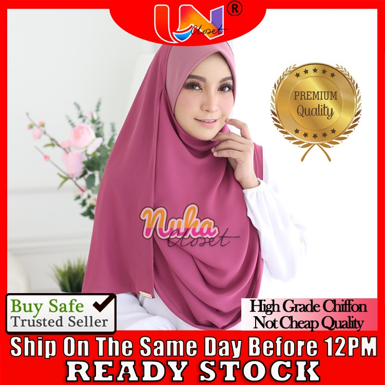 INSTANT SHAWL Tudung Chiffon Fashion Muslim Double Loop Instant Shawl 2 ...