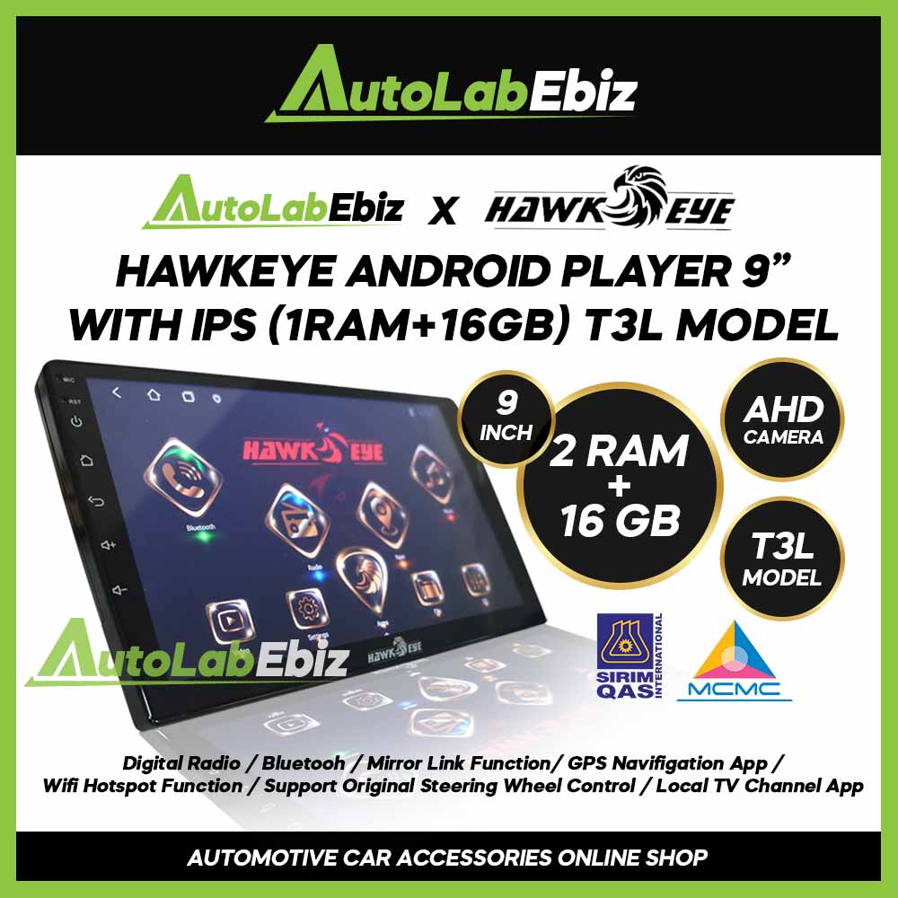 HawkEye Big Screen Android Player 9 inch (2RAM+16GB) with IPS/AHD/T3L ...
