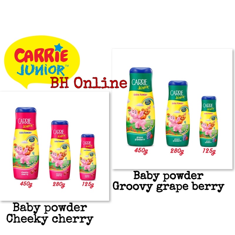 Carrie Junior Baby Powder - 125g, 280g, 450g ( Cheeky cherry / Groovy ...
