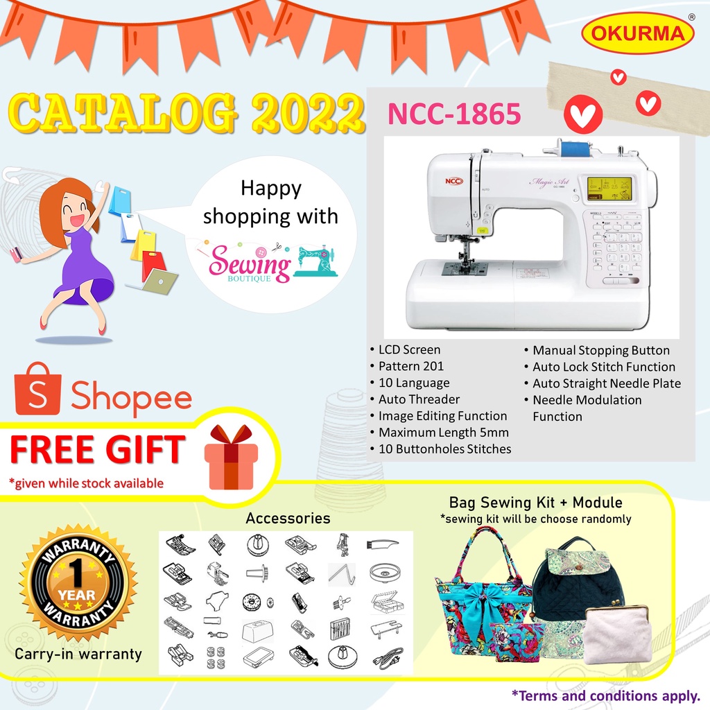 NCC 1865 COMPUTERIZED SEWING MACHINE / MESIN JAHIT BERKOMPUTER | Shopee Malaysia