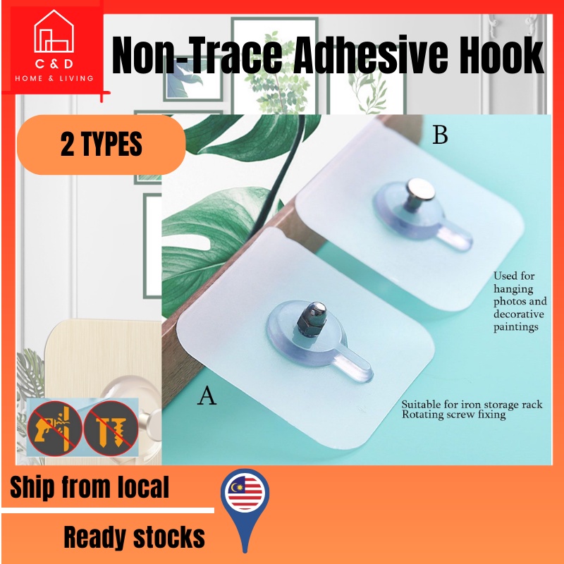 Punch-Free Photo Frame Self adhesive Wall Hooks Screw Stickers Holder ...