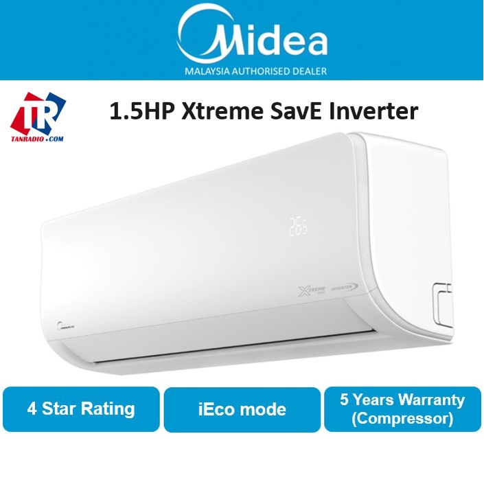 MIDEA 1.5HP Xtreme Save Inverter Wall Mounted Split MSXS-13CRDN8 | Shopee Malaysia