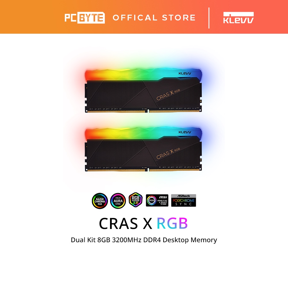 KLEVV CRAS X RGB 16GB (8GB x 2) DDR4 3200 MHZ GAMING Memory RAM ...