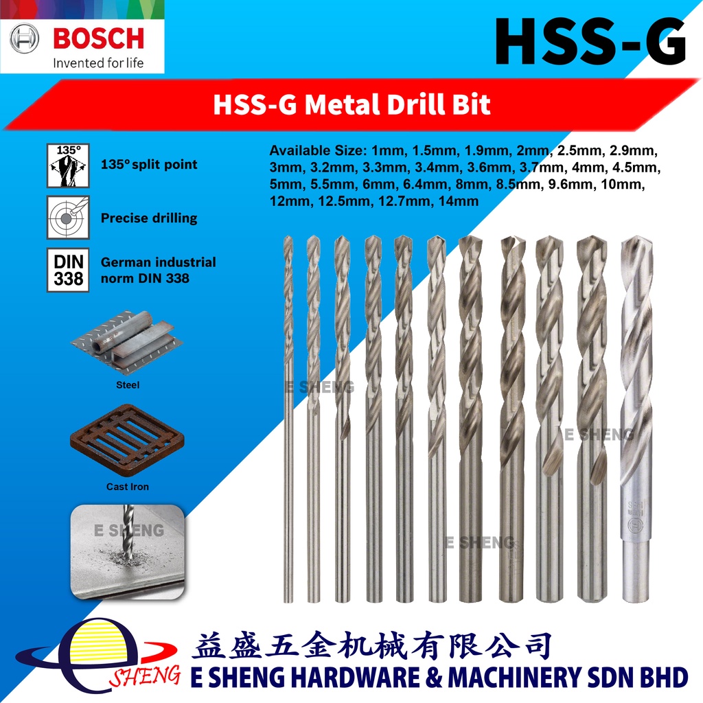 Bosch 1 pcs 1mm - 6.4mm HSS-G Metal Drill Bit / HSS Twist Drill Bit ...
