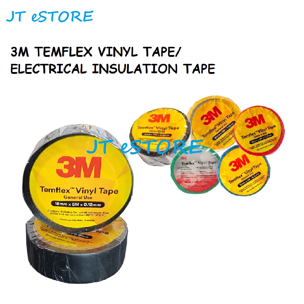 [JT eSTORE] 3M Temflex Vinyl Tape /Electrical PVC Insulation Wire Tape /Pita Wayar - Black/ Red ...