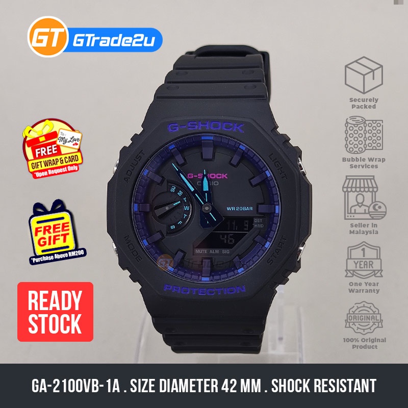 Original G Shock Men GA-2100VB-1A GA2100VB-1A Digital Carbon Core Tmj ...