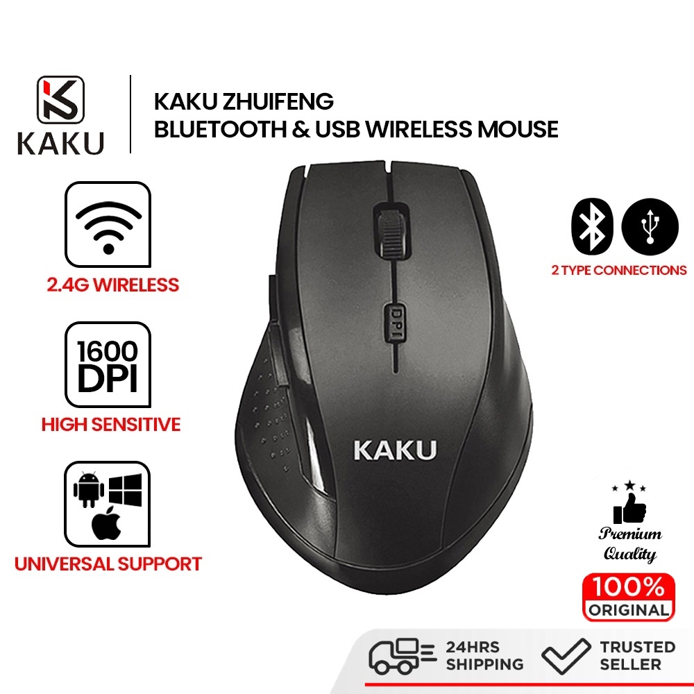 KAKU 2.4G Bluetooth Wireless Mouse USB 1600 DPI Gaming Ergonomic No ...