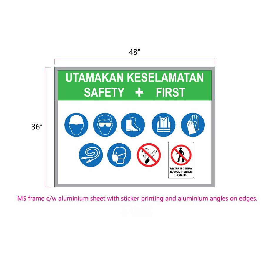 Safety First/Utamakan Keselamatan Sign (3' x 4') | Shopee Malaysia