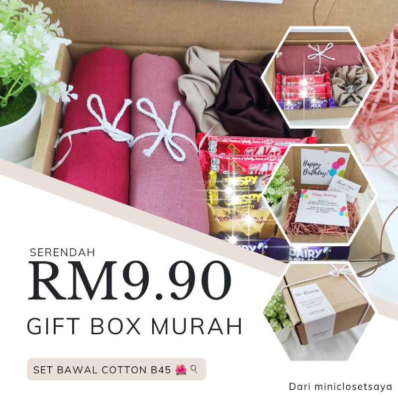 GIFT BOX MURAH - Tudung+Crunchies with Chocolate (Free wish card ...