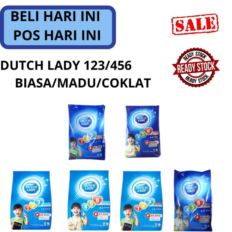 Susu Dutch Lady 123/456 850g -Plain-Biasa/Madu/Coklat-SUSU FORMULA ...