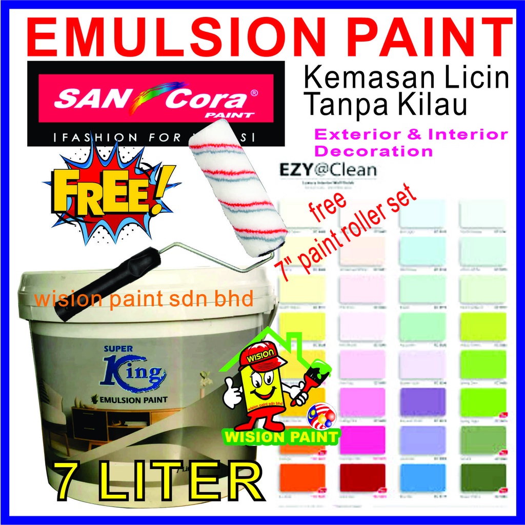 ( 7 LITER ) SUPERKING EMULSION PAINT SANCORA ( FREE 7" ROLLER SET ...