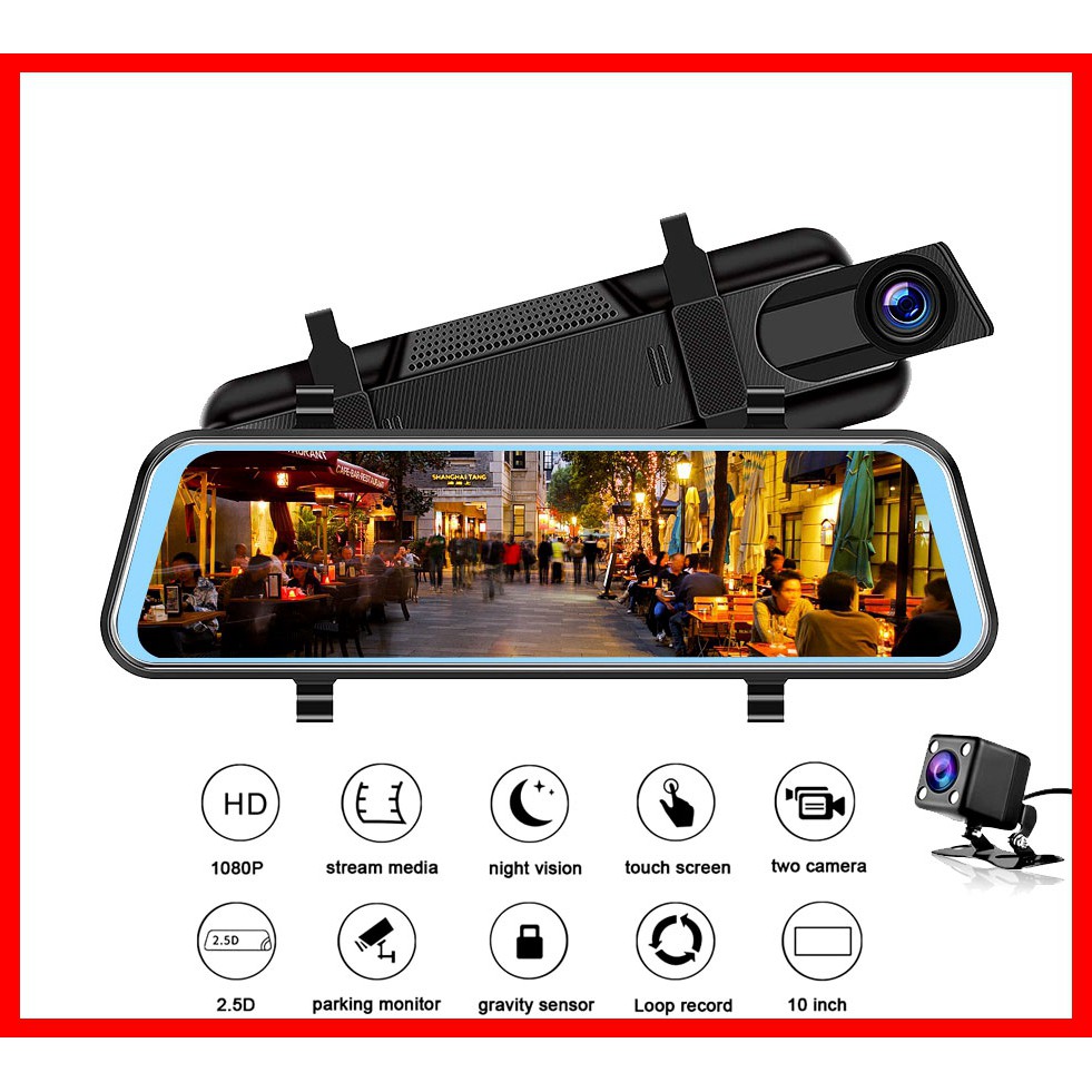 Dash Cam Car dvr camera 10 inch touch screen Video Recorder Full HD ...