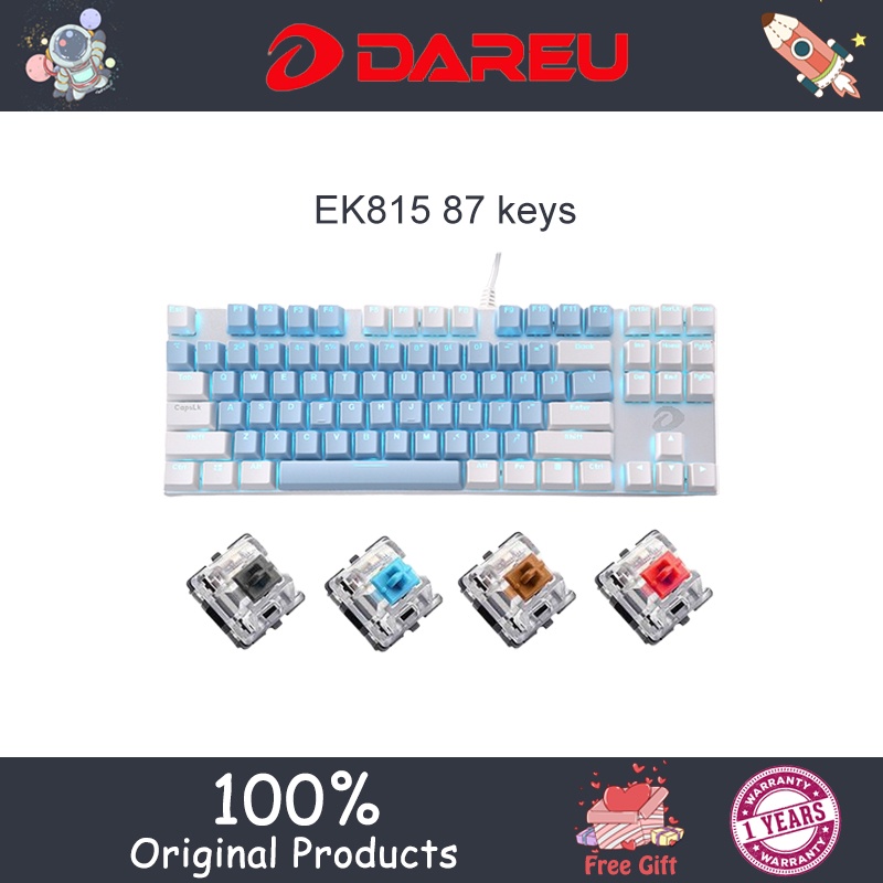 DAREU EK815 87-key mechanical keyboard alloy version black green red axis gaming wired office ...
