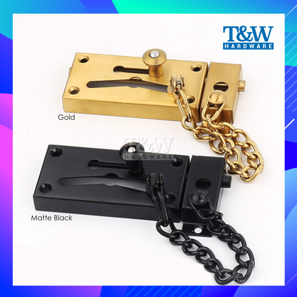 Matt black / Gold stainless steel Heavy Duty Bolt & Chain Door Latch ...