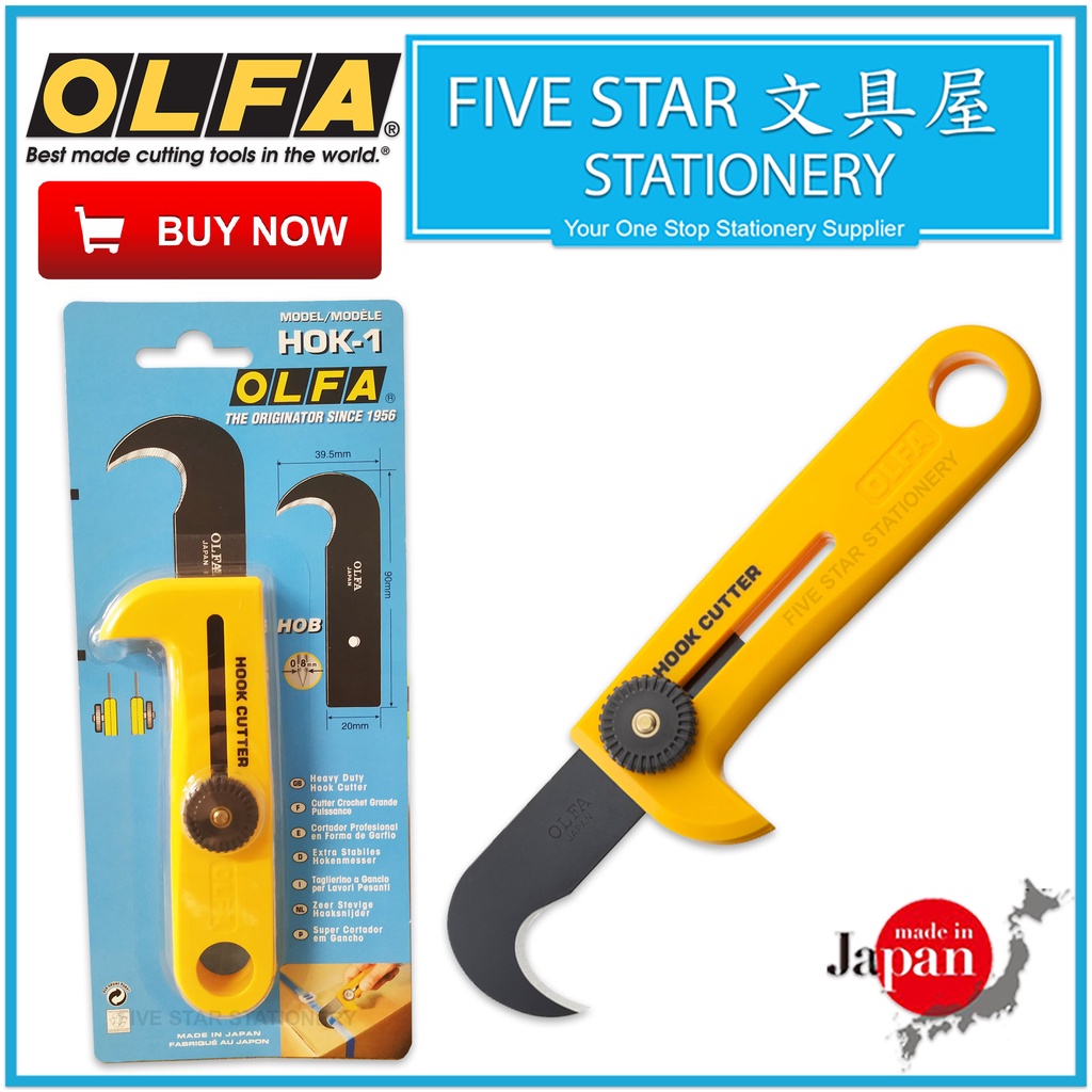 fivestar2u Olfa HOK-1 Heavy Duty Hook Cutter Hobby Craft & Utility Stationery Knives Pisau Mata ...