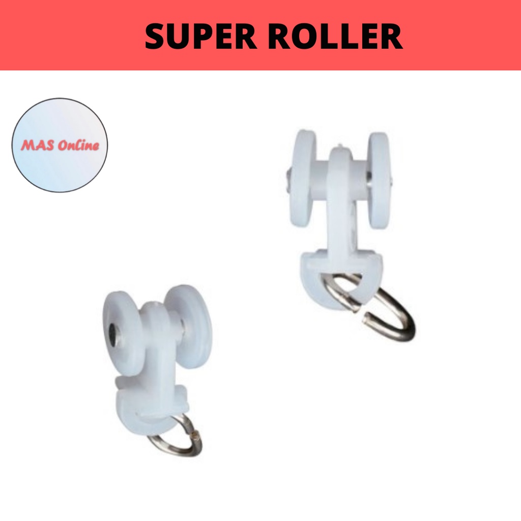 [20/100pcs] DOSO Stainless Steel Plastic Super Curtain Roller Roda Rod ...