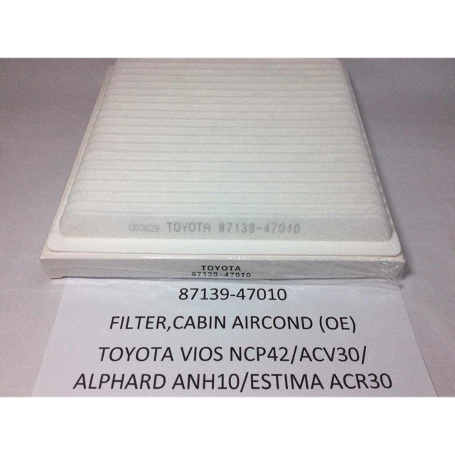 87139-47010 ORIGINAL J&J CABIN AIRCOND FILTER FOR TOYOTA VIOS NCP42 ...