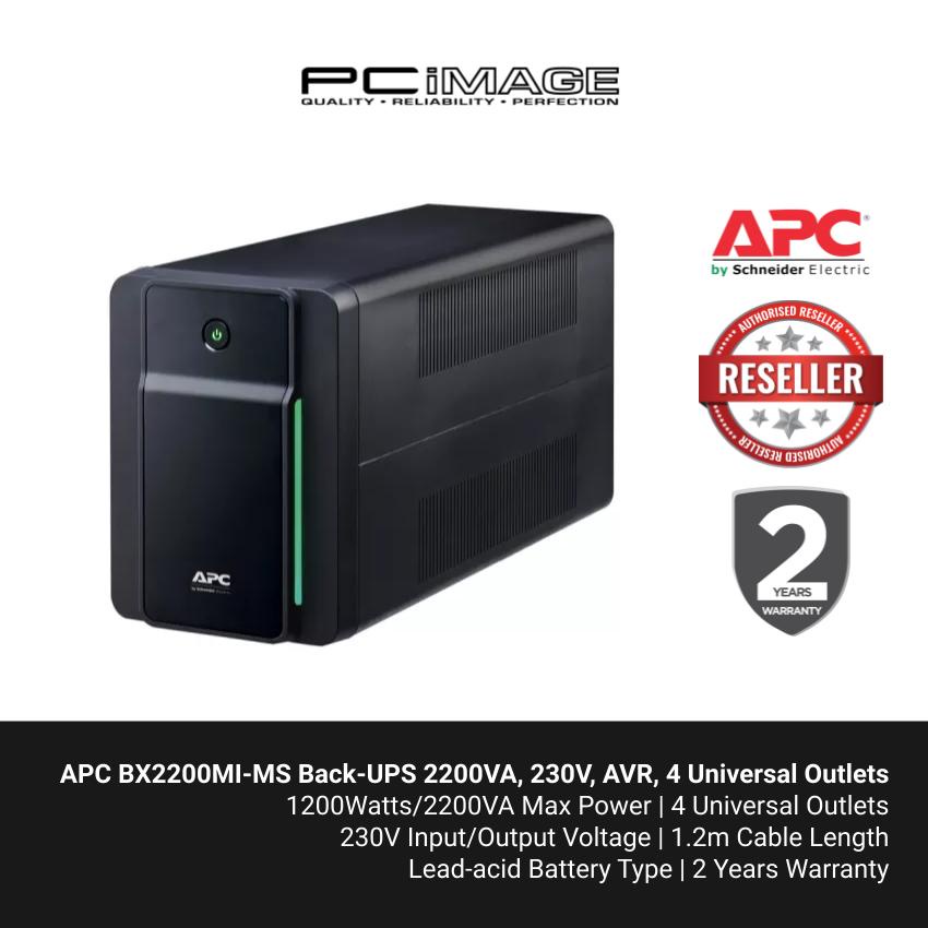 APC BX2200MI-MS Back-UPS 2200VA, 230V, AVR, 4 Universal Outlets ...