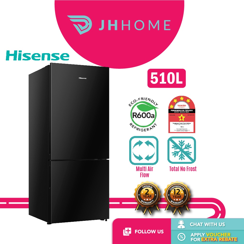 Hisense 510L 2 Door Inverter Refrigerator RB548N4ABN | Shopee Malaysia