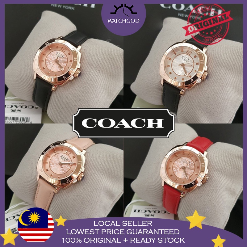 [100% Original & Free Bracelet] Coach Delancey Leather Rose Gold Women ...