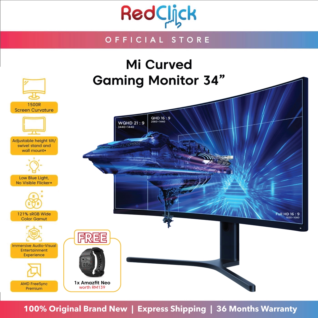 Xiaomi Mi Curved Gaming Monitor Ultrawide Screen 144Hz High Refresh ...