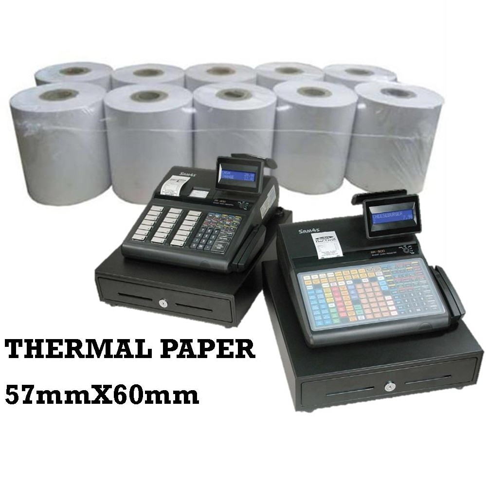 Thermal Receipt Paper With Core / Cashier Roll 57mm x 60mm (10 Rolls ...