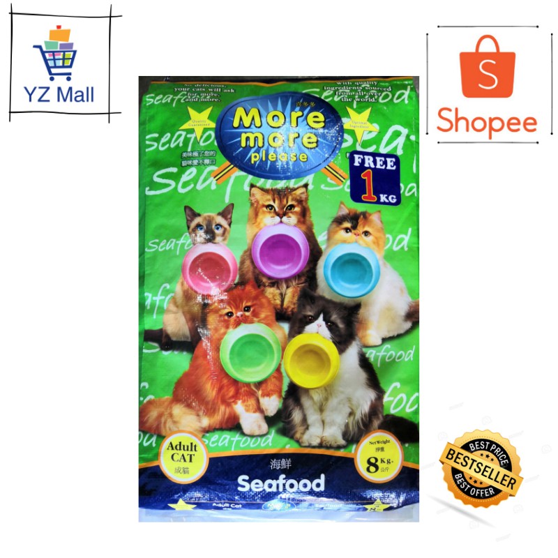 Dry Cat Food More More Please 8kg FOC 1kg Seafood Makanan Kucing Kering 