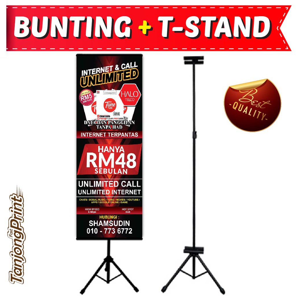 COMBO BUNTING PRINTING WITH STAND ( T-Stand ) | Shopee Malaysia