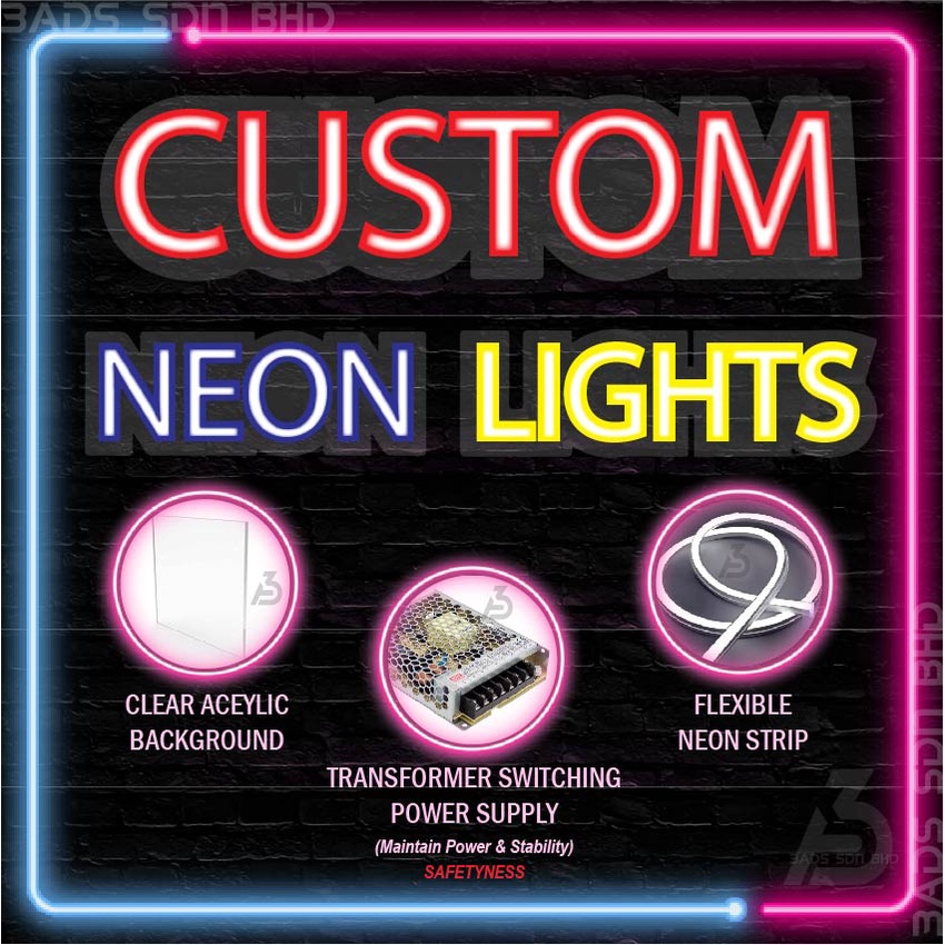 Custom Neon Light, Custom LED Neon Lights + Transparent Acrylic ...