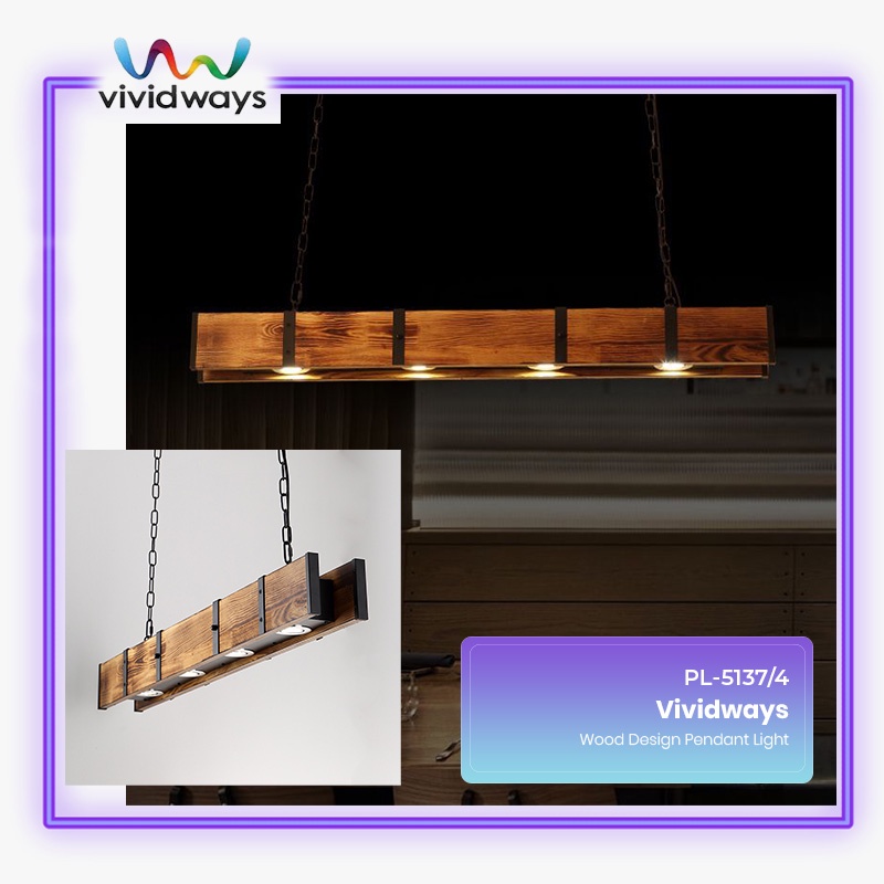 K2 VIVIDWAYS PENDANT LIGHT PL-5137/4 WOOD PENDANT LAMP | Shopee Malaysia