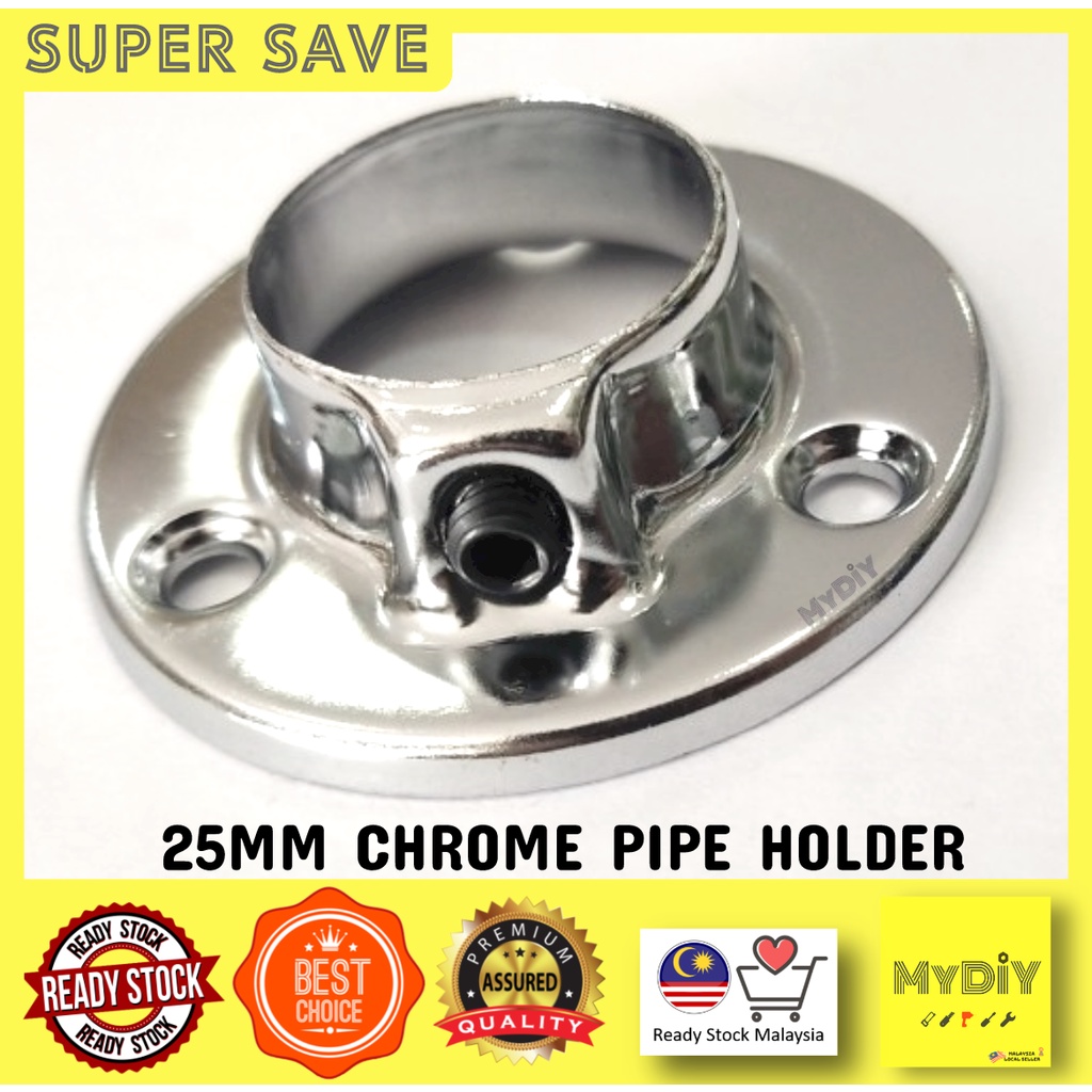 HARGA KILANG - MDS 25 MM CHROME PIPE TUBE HOLDER ROD HOLDER BRACKET ...