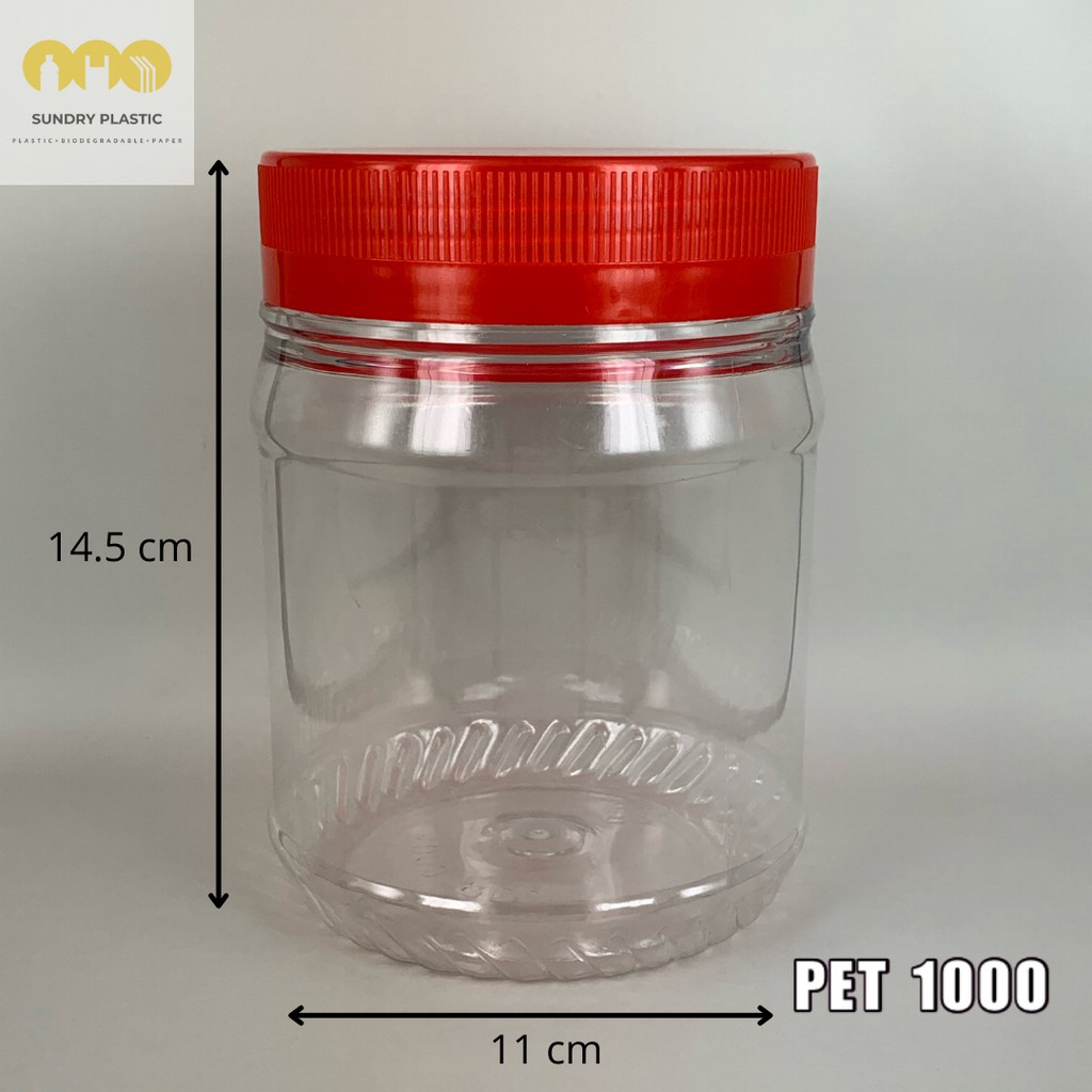 PET 1000 -- Round Plastic Cookies Container with Red or White Cover ...