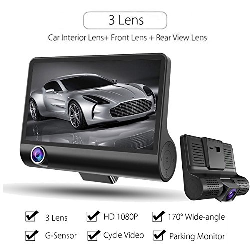 3 CAMERE 64GB 3 in 1 Dash Cam Car Camera DVR HD 1080P 170 Wide Angle ...