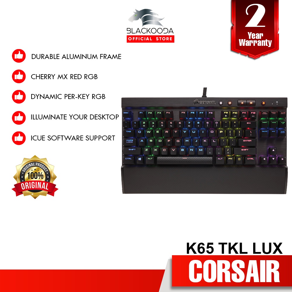 Corsair K65 TKL Lux Mechanical RGB Compact Wired Gaming Keyboard ...