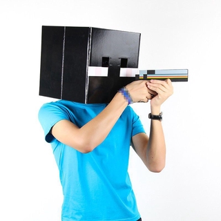 Minecraft Cardboard Head Cover Box Steve Creeper Enderman Mask Cosplay ...