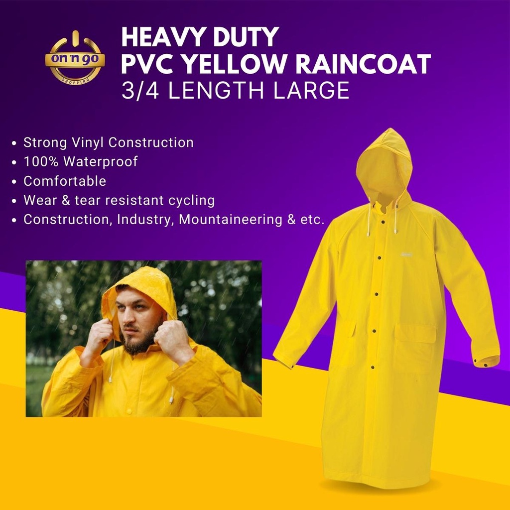 PVC 3/4 Length Large Yellow Raincoat High Quality | Shopee Malaysia