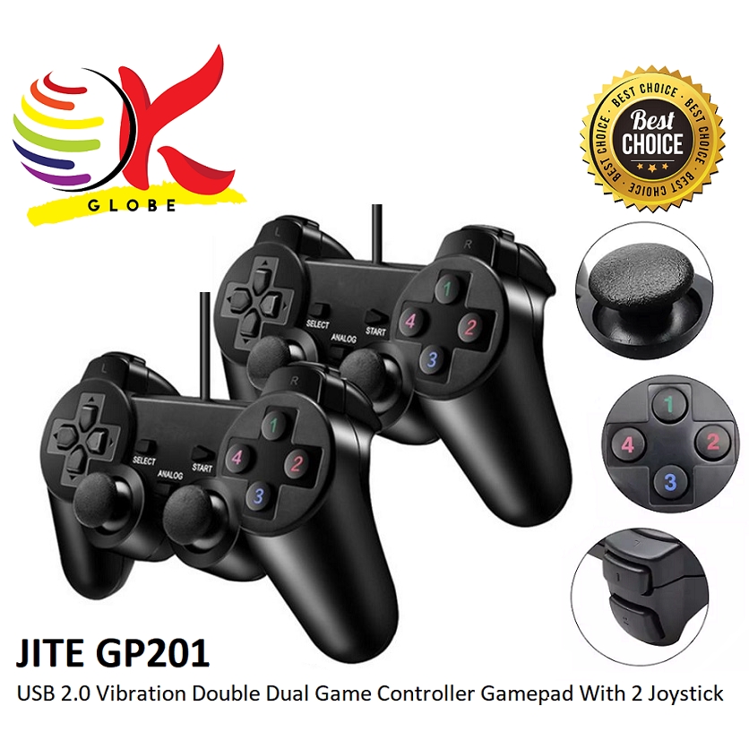 JITE GP201 USB 2.0 VIBRATION DOUBLE SHOCK DUAL GAME CONTROLLER JOYSTICK ...