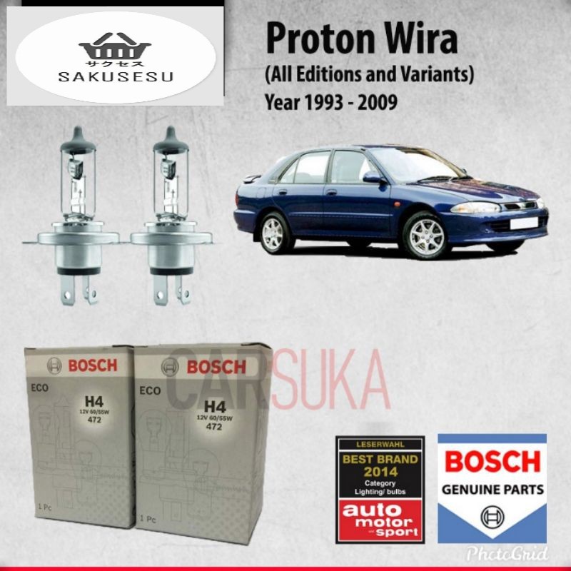 Bosch Headlamp HeadLight H4 Light Bulbs for Proton Wira (100% Genuine ...