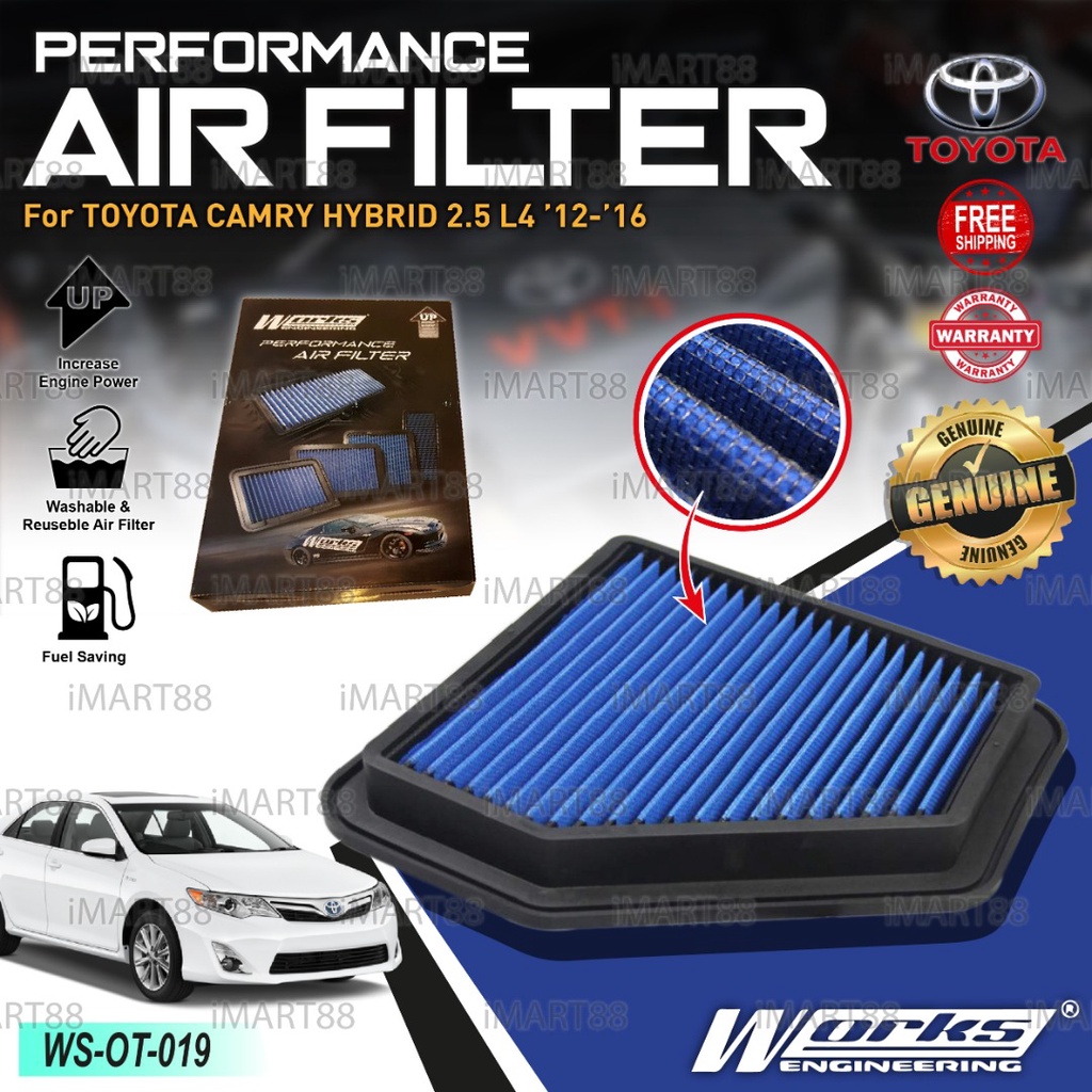 Works Engineering Air Filter Toyota Camry ACV50 Hybrid 2.5cc 2012 2013 ...
