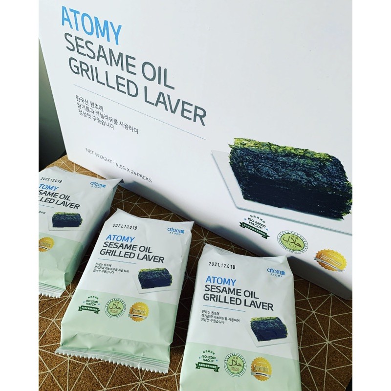 Atomy Seaweed 艾多美紫菜 / Atomy Sesame Oil Grilled Laver (1 box with 108g ...