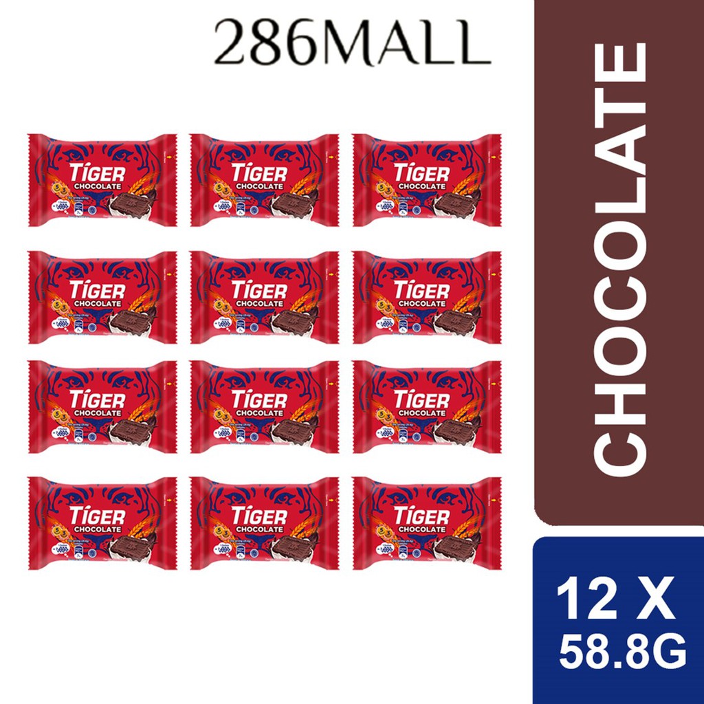 Tiger Plain Sweet Chocolate Flavoured Biscuits Small Pack 12 X 58.8G ...