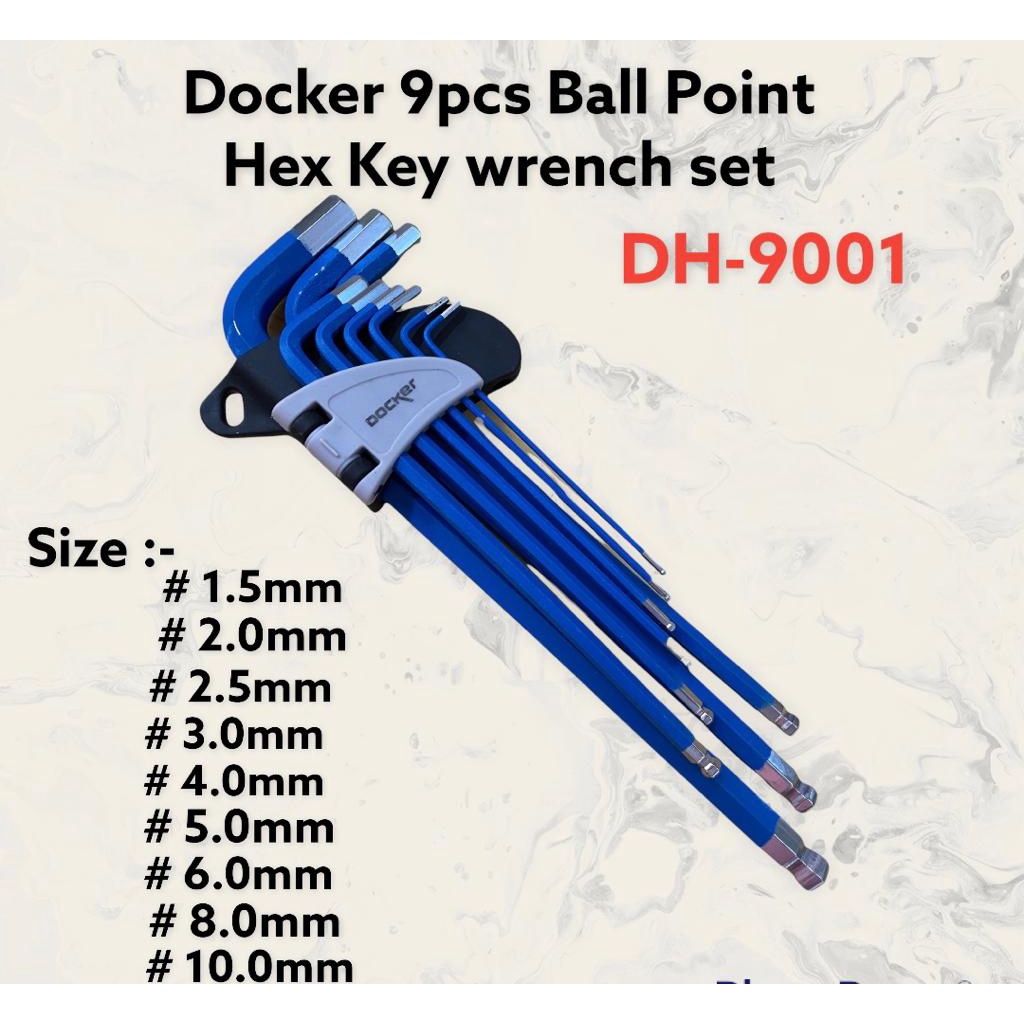 DOCKER 9PCS HEAVY DUTY BALL POINT ALLEN KEY SET / TORX KEY WRENCH SET ...