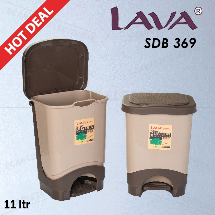 LAVA SDB 369 Square Step Dustbin 11Ltr Garbage Bin / Tong Sampah Pijak ...